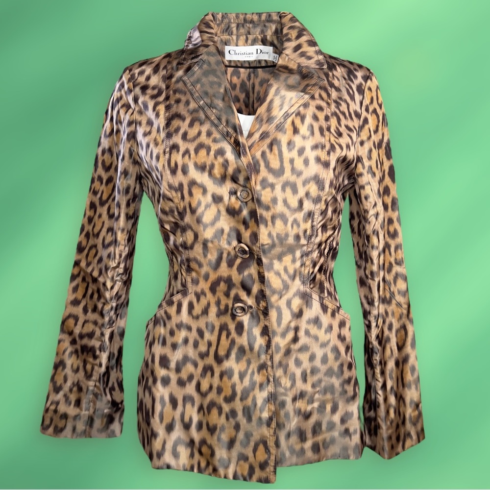 Christian Dior Iconic Mizza Leopard Print Silk Bar Ja… - Gem